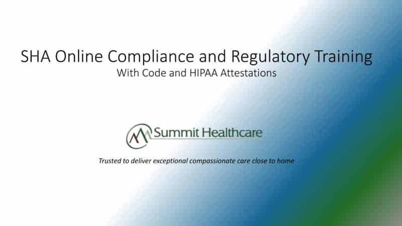 SHA Online Compliance and Regulatory Training with Attestations